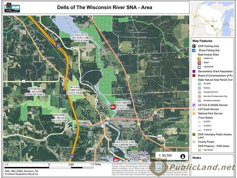 Dells of the Wisconsin River - Wisconsin River - Public Land